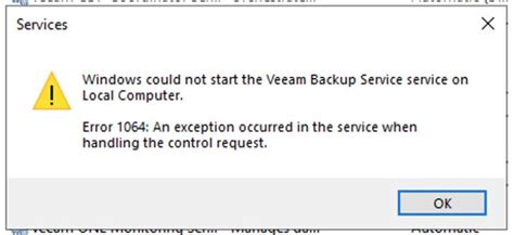 Error 1064 An Exception Occurred In The Service