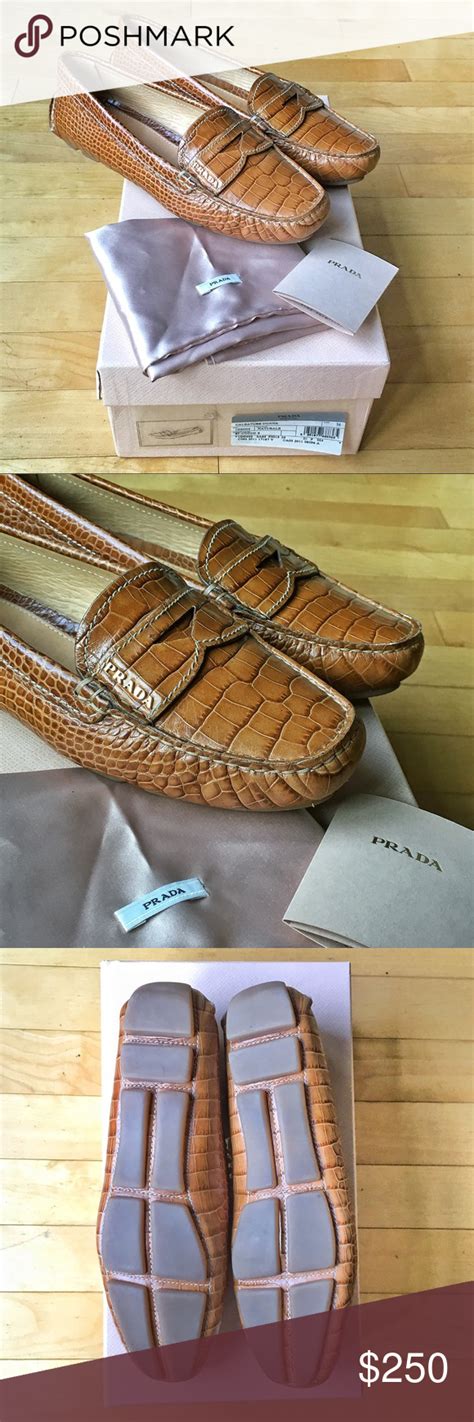 Prada Croc Embossed Moccasins Pre Loved Prada Croc Embossed Driving