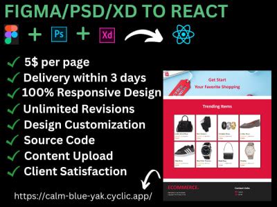 Figma PSD XD Design Converted To Responsive HTML And ReactJs Websites