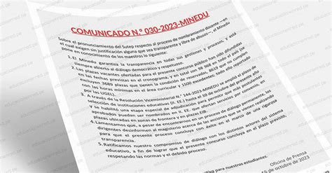 Comunicado Minedu Sobre El Pronunciamiento Del Sutep Respecto Al