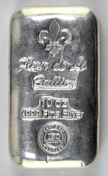 Fleur De Lis Bullion 10oz 999 Fine Silver Ingot Bar Matthew Bullock