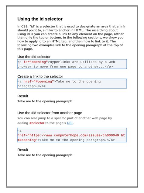 Using Id Selector Pdf