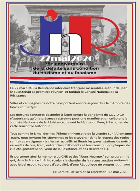 Journée Nationale De La Résistance 75ème Anniversaire De La Fondation