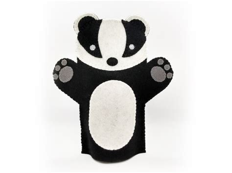 Badger Hand Puppet Felt Hand Puppet Badger Felt Hand Puppet Hand