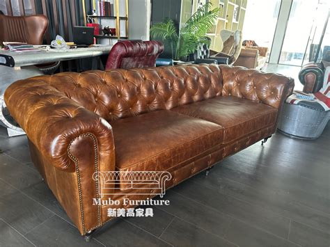 Vintage Design Retro Chesterfield Leather Couch