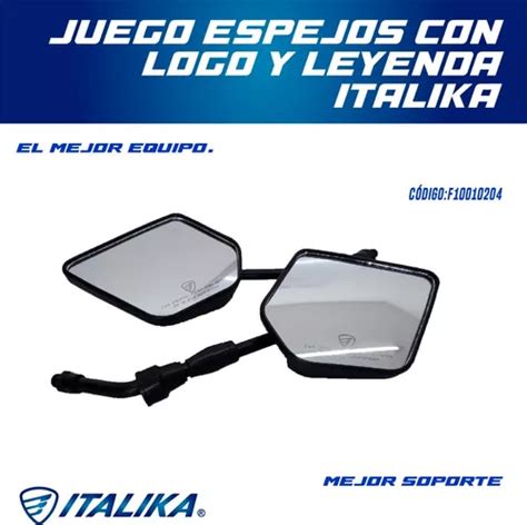 Juego Espejos Con Logo Y Leyenda Zdm200 Italika F10010204 Meses Sin