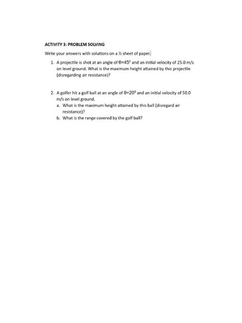W2angle Launched Projectiles Pdf