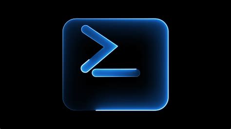 glowing blue powershell icon on black background stock illustration