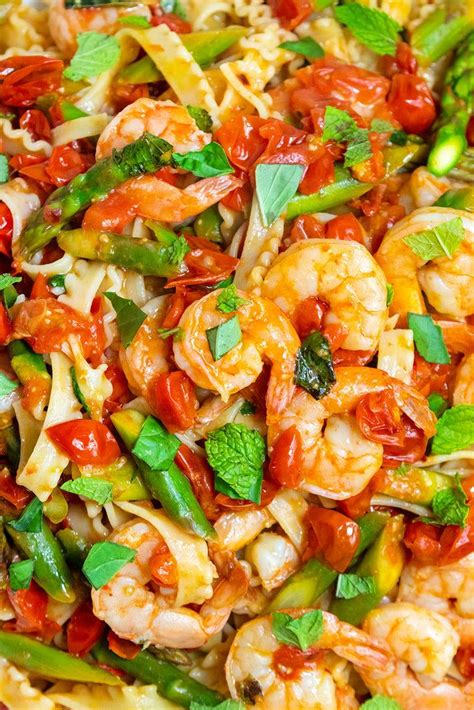 Shrimp Asparagus And Cherry Tomato Pasta Recipe Shrimp And Asparagus