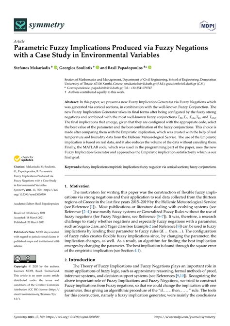 Pdf Parametric Fuzzy Implications Produced Via Fuzzy Negations With A