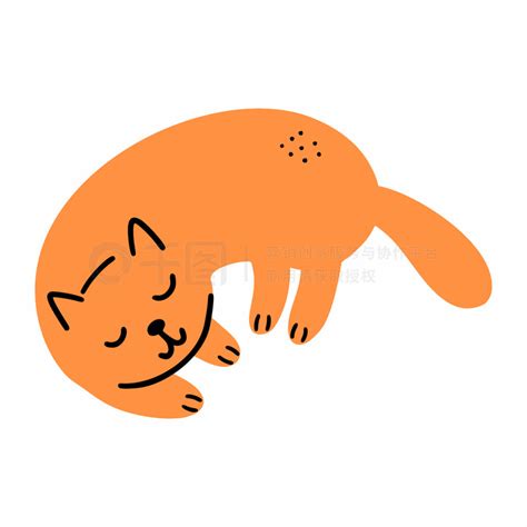 橙色背景 橙色猫咪卡通插画 模板免费下载 eps格式 像素 编号 千图网