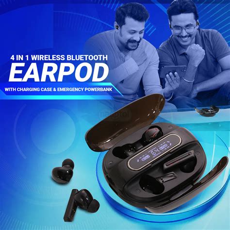 Buy 4 In 1 Wireless Bluetooth Earpods With Charging Case And Emergency Powerbank Tws41 Online At