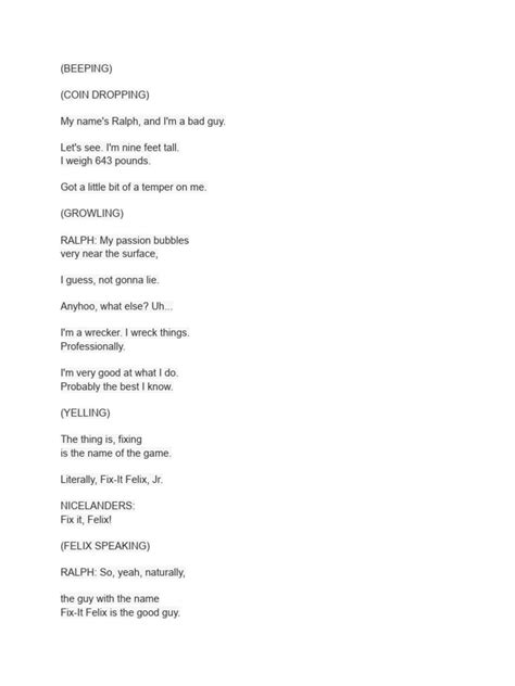 The Entire Wreck It Ralph Script Pdf