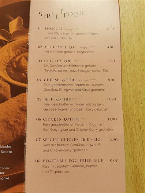 Speisekarte Von SAPHIR Sri Lankan Kitchen Restaurant Bamberg