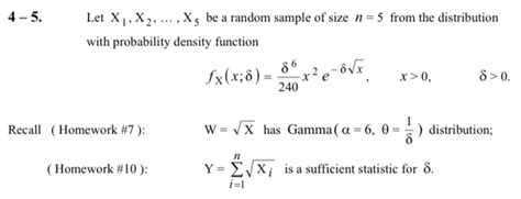 solved 4 5 x 5 be a random sample of size n 5 from the