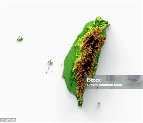 대만지도 음영 릴리프 색상 높이 맵 흰색 배경 3d 일러스트 레이 션 0명에 대한 스톡 사진 및 기타 이미지 0명 3차원 형태 강 Istock