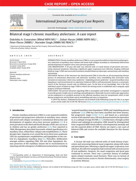 Pdf Bilateral Stage I Chronic Maxillary Atelectasis A Case Report