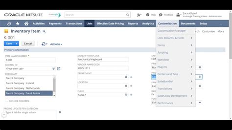 Netsuite Create Inventory Item Youtube