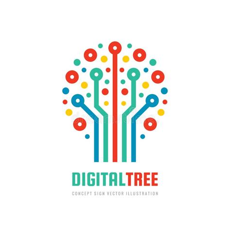 Digital Tree Logo Design Computer Network Sign Data Electronic Graphic Symbol Internet Icon