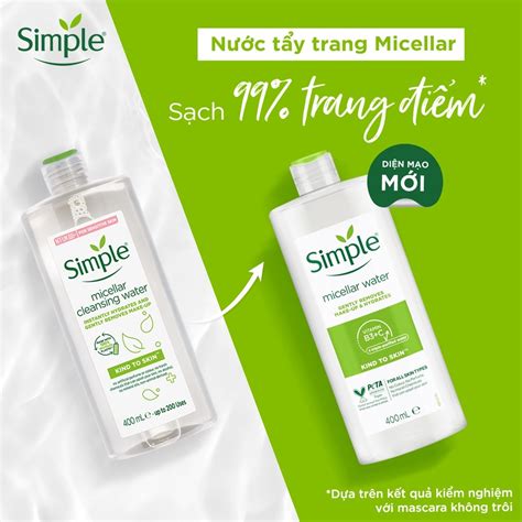 Nước tẩy trang Simple Micellar Cleansing Water làm sạch vượt trội ViuViu