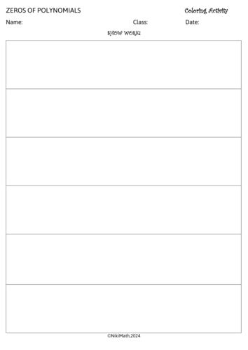 Zeros Of Polynomials Real And Complex Coloring Activity Color By Code Teaching Resources