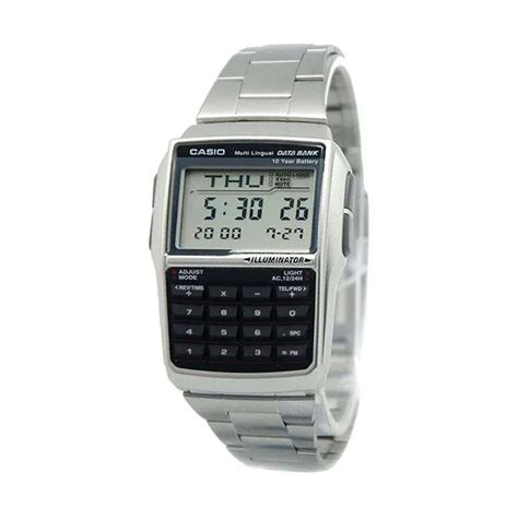 promo casio data bank dbc 32d 1avdf stainless jam tangan unisex