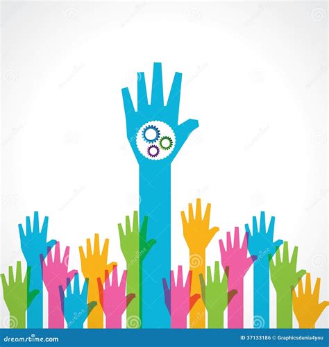 Colorful Helping Hand Gears Stock Illustrations 6 Colorful Helping