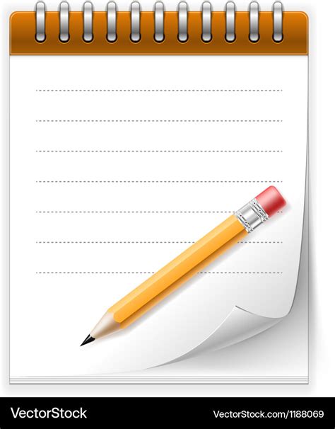 Notepad Paper With Pencil Royalty Free Vector Image