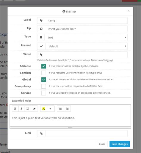 Text Variables Docxpresso