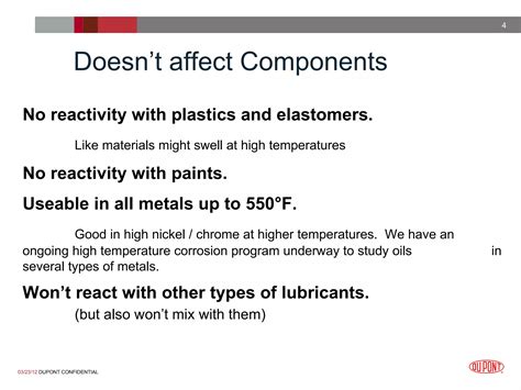 Dupont™ Krytox® Lubricants Compatibility Ppt