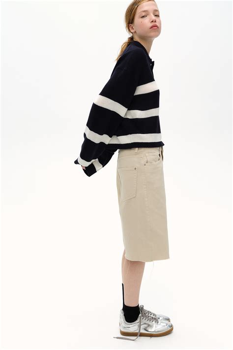 Short Polo Jumper Navy Bluestriped Ladies Handm Gb