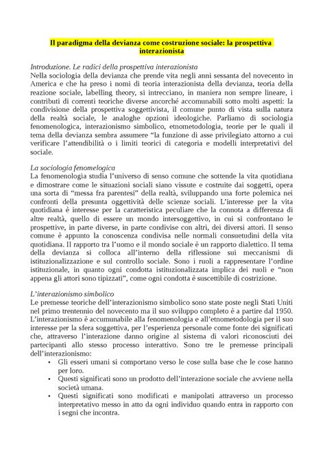 Sociologia Appunti Sociologia Della Devianza Appunti Di Sociologia