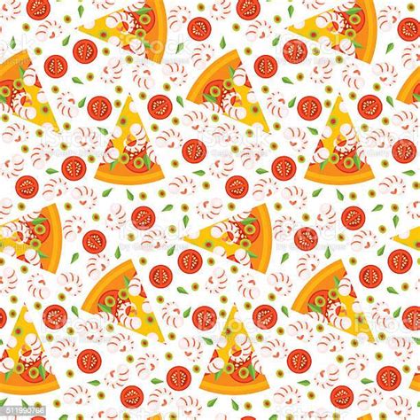 Ilustración De Sin Costura Patrón De Porciones De Pizza Con