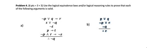 Solved Problem 4 6pts 3 3 Use The Logical Equivalence Chegg Com