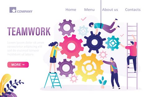 Kerja Tim Bisnis Template Halaman Arahan Karyawan Memegang Dan