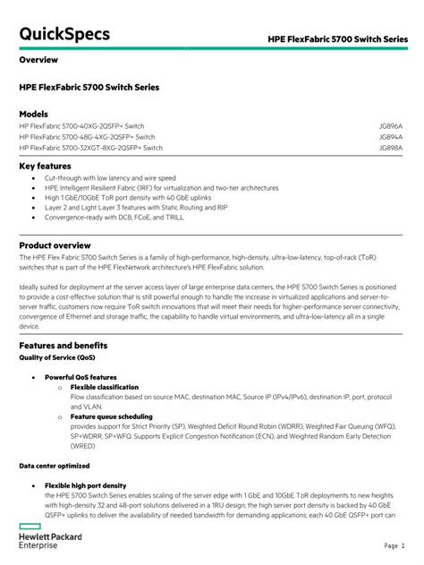 Pdf Hpe Flexfabric 5700 Switch Series Wp