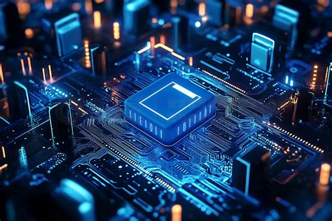电子元件ai数字艺术 芯片科技3d渲染未来科技感蓝色芯片电路板电子元件插画 Ai图片免费下载 Png格式 4032像素 编号71258752 千图网