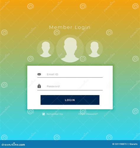 Secure Login Page Screen Template With Username And Password Design Cartoon Vector