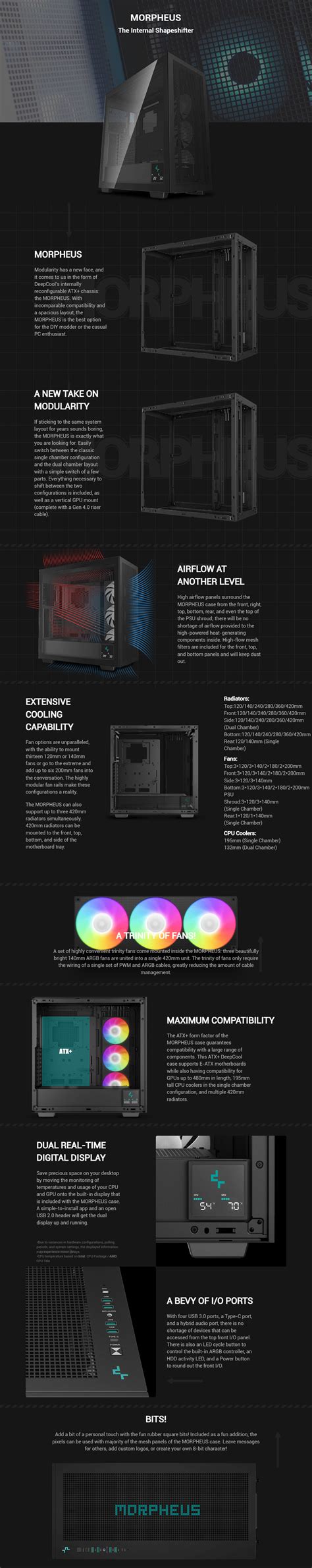 Deepcool Morpheus Modular Dual Chamber Mesh Atx Case Black Au