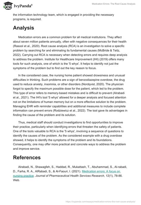 Medication Errors The Root Cause Analysis 560 Words Critical