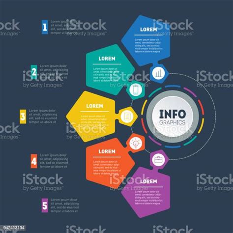 5 옵션 비즈니스 프리젠테이션입니다 기술 또는 교육 과정의 동적 Infographics 벡터 차트 Mindmap 또는 5 옵션으로 다이어그램의 웹 템플릿 보고서의 일부입니다