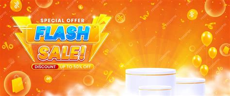 Premium Vector Flash Sale Promo Banner Template With Podium