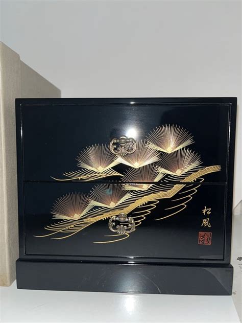 Chest Of Drawers Wood 箪笥japanese Aizu Lacquer Gold Maki E Aizu E
