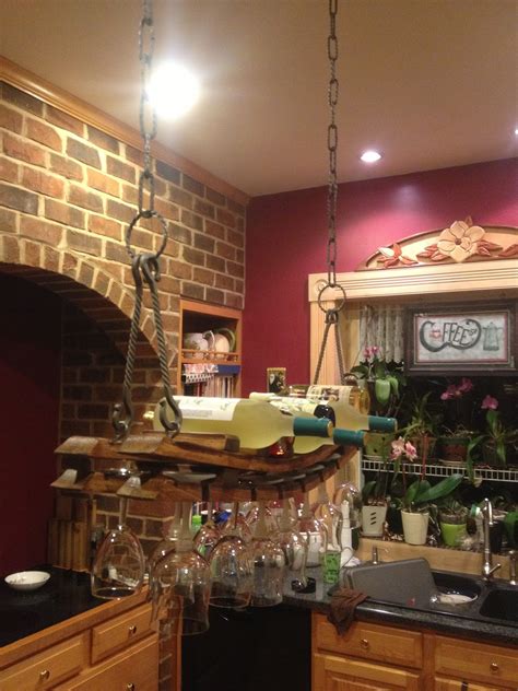 Cork To Barrel Hanging Wine Bottle And Glass Rack