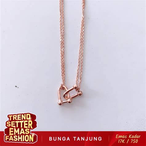 Jual Kalung Luxury 2 Layer Emas 17k Bunga Tanjung Gold Shopee