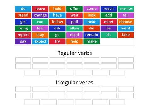 Regular and irregular verbs 按組排序