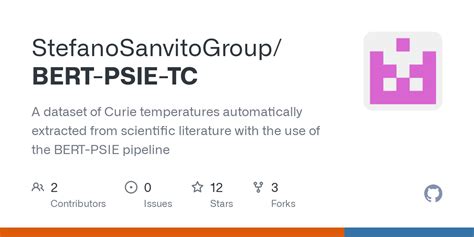 GitHub StefanoSanvitoGroup BERT PSIE TC A Dataset Of Curie