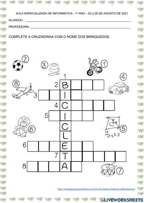 Atividades Cruzadinha 1 Ano Fdplearn