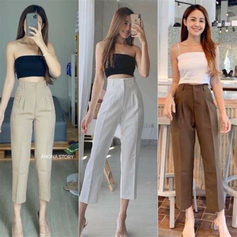 กางเกงทรงบอย กางเกงเอวสูง งานป้าย ราคาโรงงาน Chiang Mai