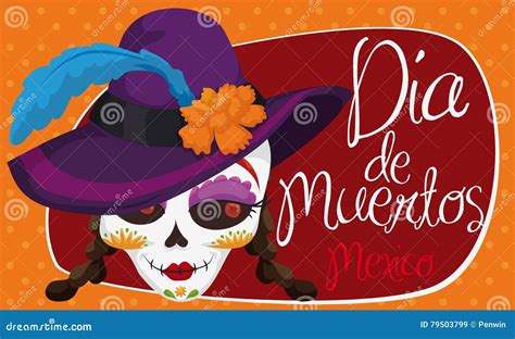 Beauty And Elegant Catrina Skull Stock Vector Illustration Of Culture Hispanic 79503799